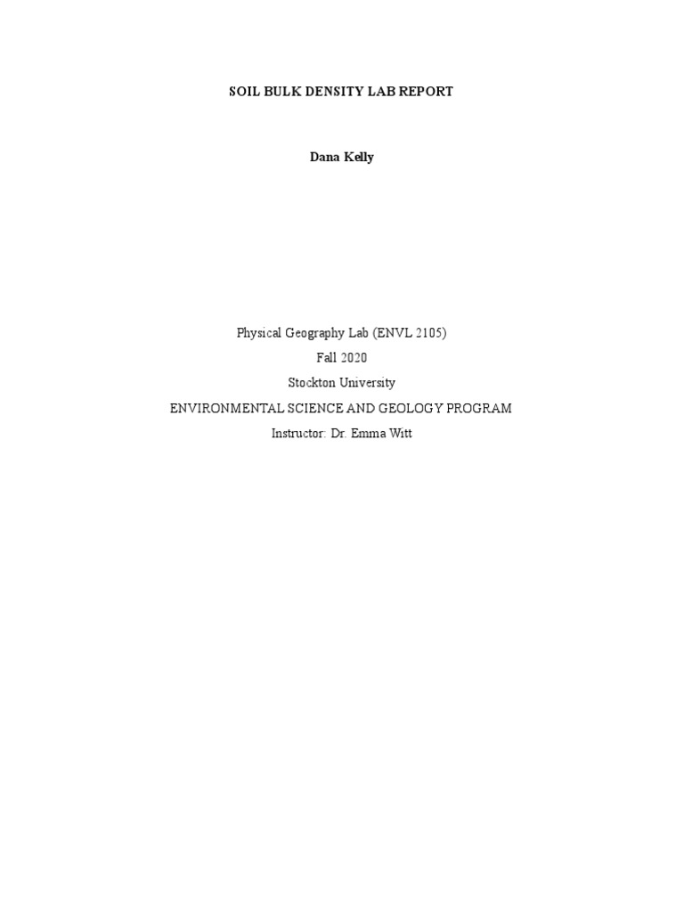 Soil Bulk Density Lab Report | PDF | Disturbance (Ecology) | Soil