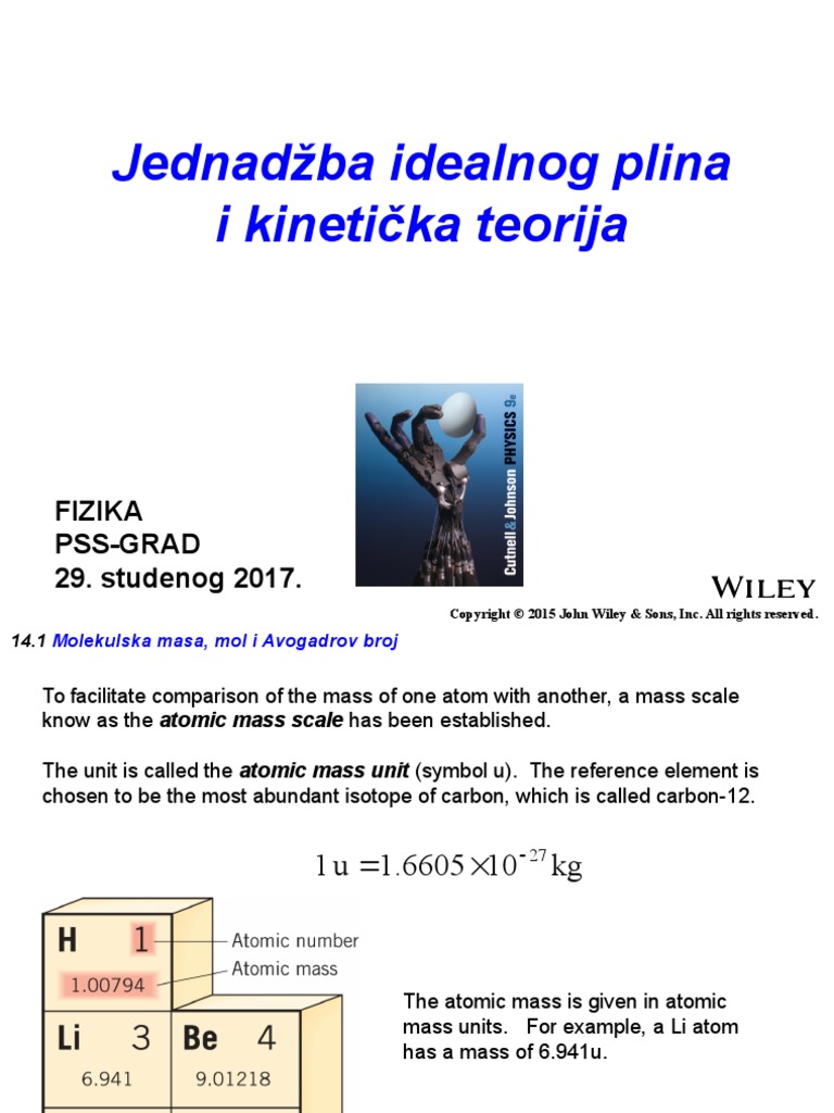 p14 Idealni Plin 2017 2018 | PDF | Mole (Unit) | Gases