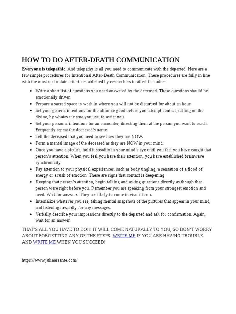 How To Do Afterlife Communication Pdf