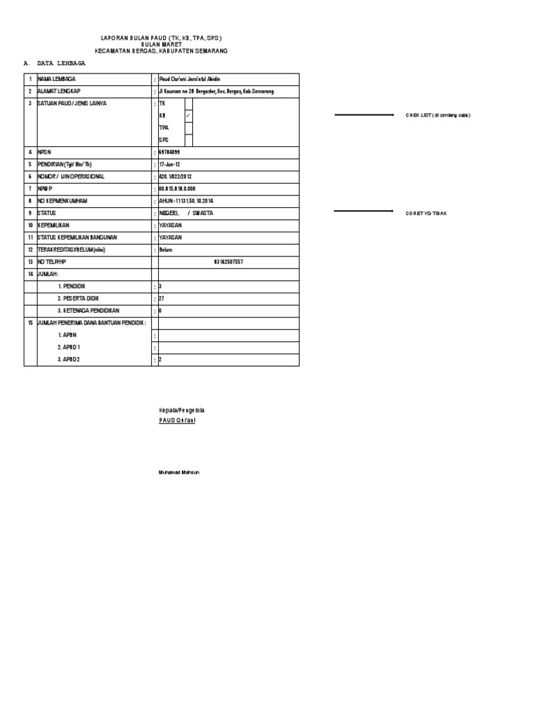 OPTIMASI DATA PAUD | PDF