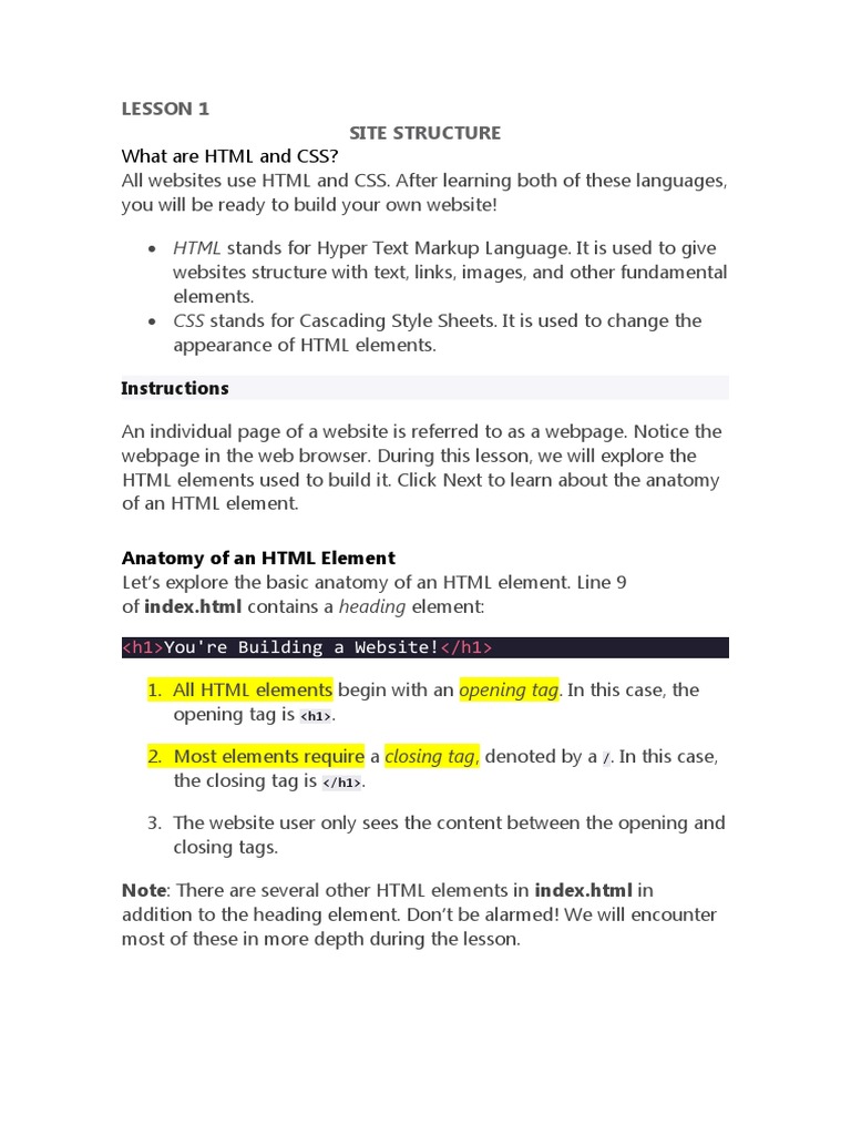 How To Create A Website | PDF | Html Element | Html