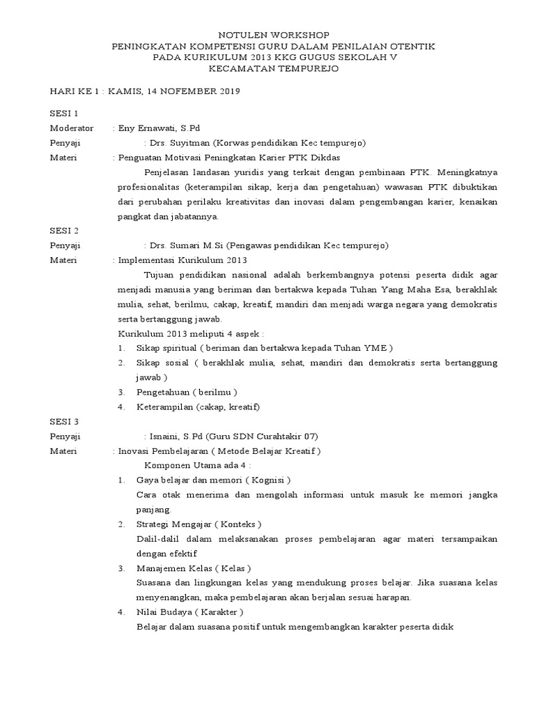 Notulen Workshop | PDF