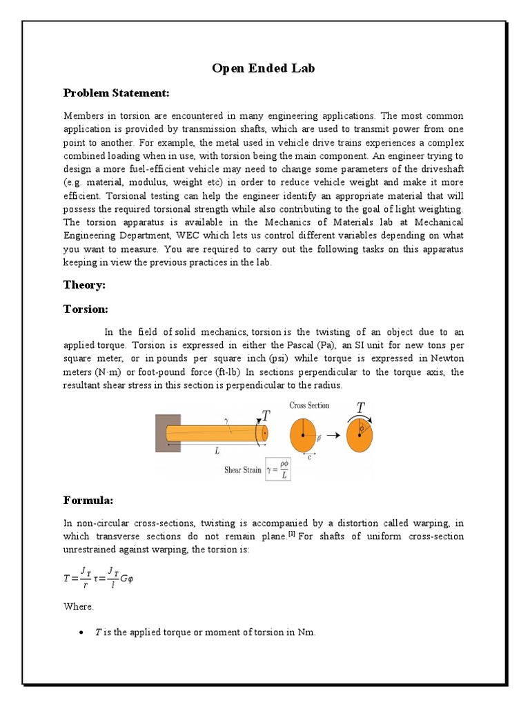 Open Ended Lab | Download Free PDF | Transmission (Mechanics) | Axle