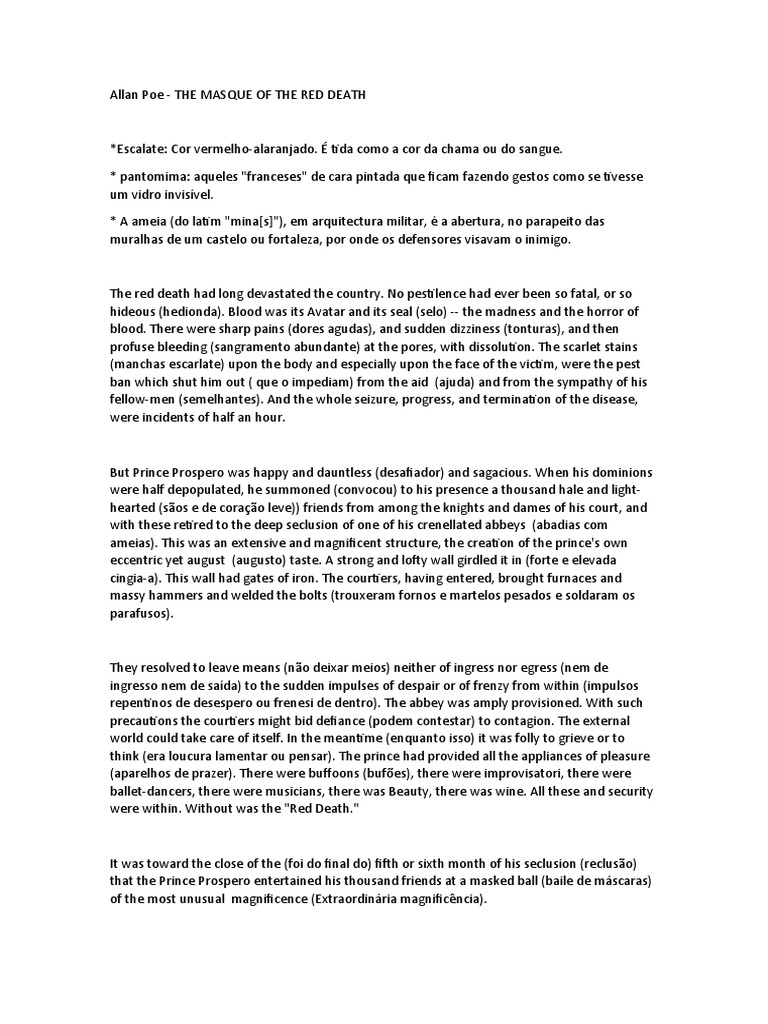 A Masquerade of Death: An Analysis of Edgar Allan Poe's 'The Masque of ...
