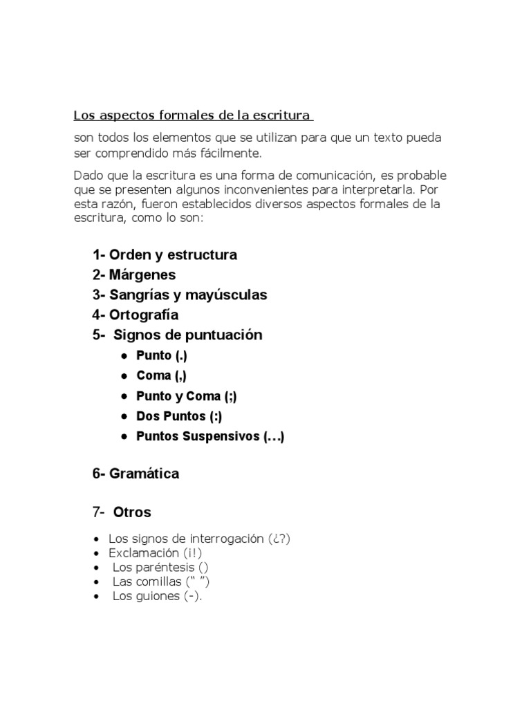 Aspectos Formales de La Escritura | PDF