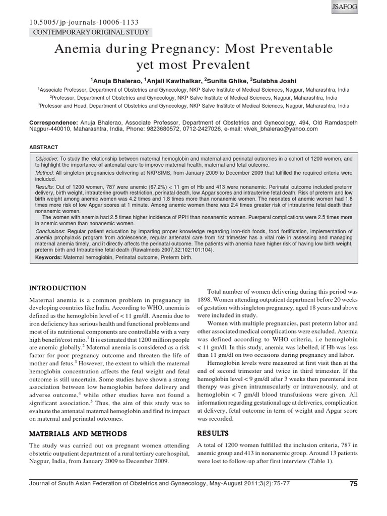 Anemia During Pregnancy Preventable | PDF | Prenatal Development | Pregnancy