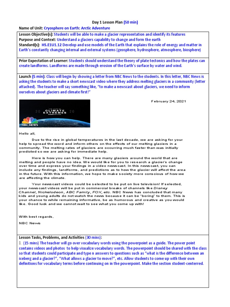 Glacier Unit Lesson Plans | PDF | Glacier | Erosion