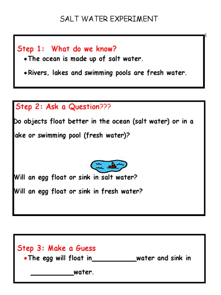 Step 1: What Do We Know?: Salt Water Experiment | PDF