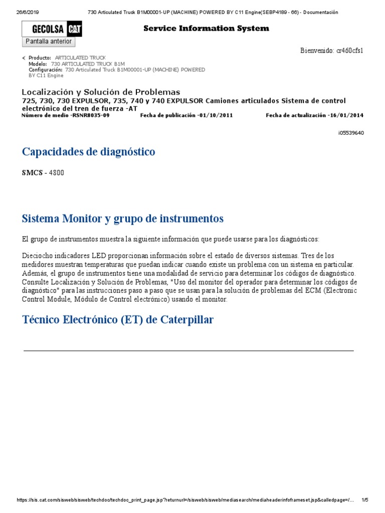 Codigos de Sucesos 730 Articulated Truck B1M00001 | PDF | Transmisión ...