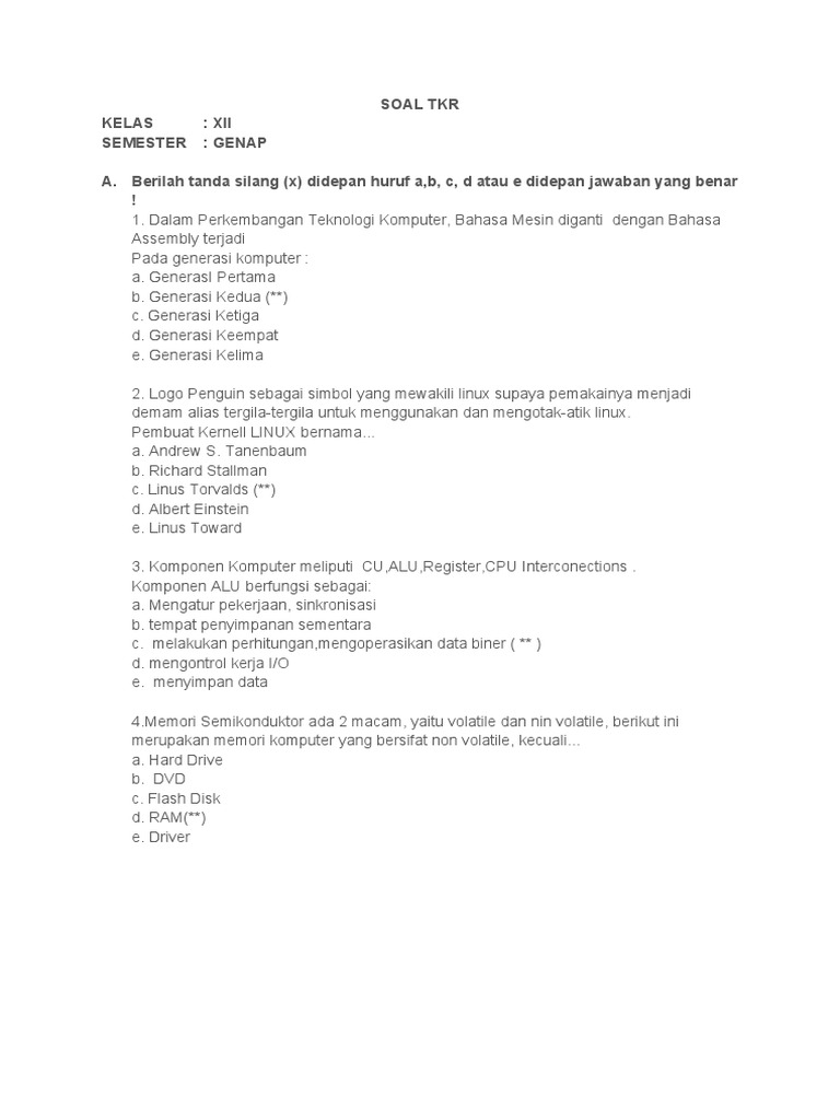 Soal TKR Kelas Xii | PDF