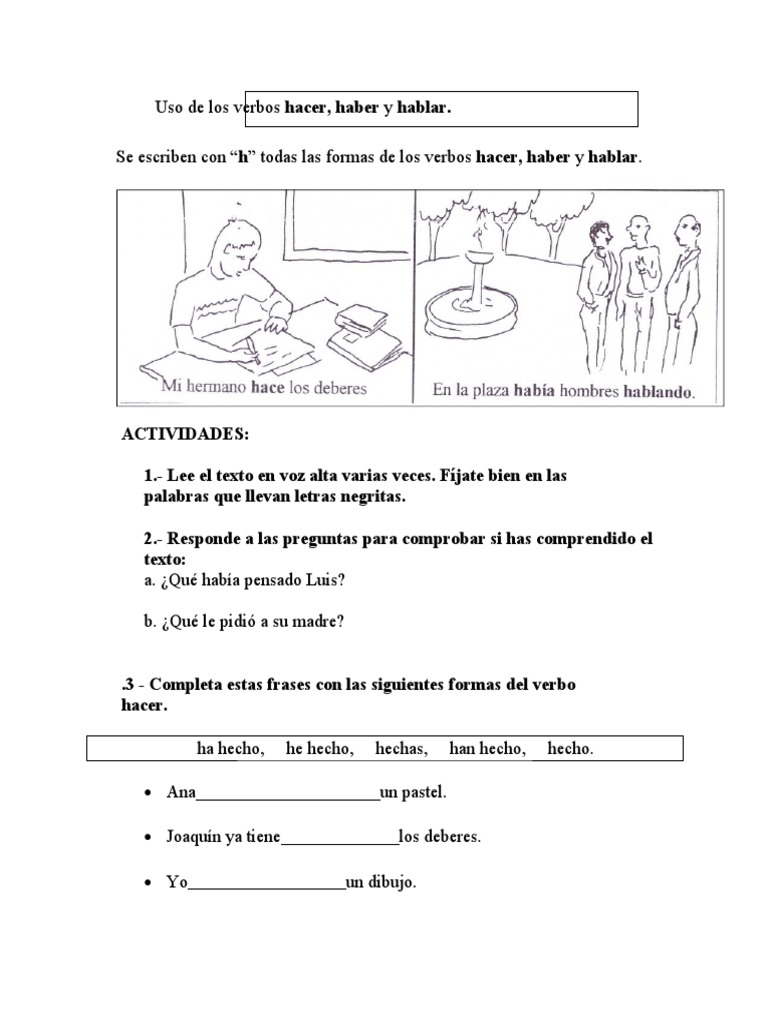 Uso de Los Verbos Hacer, Haber | PDF | Artes del Lenguaje y Comunicación
