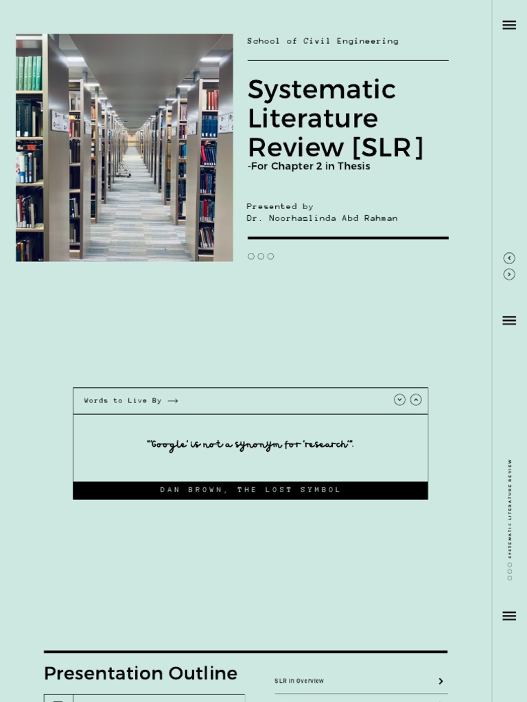 Systematic Literature Review (SLR) : - For Chapter 2 in Thesis | PDF ...