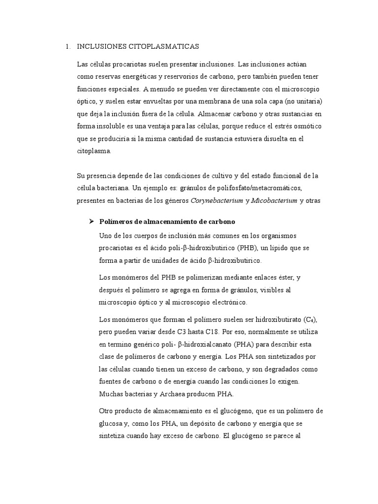Inclusiones Citoplasmaticas | PDF | Las bacterias | Cianobacterias