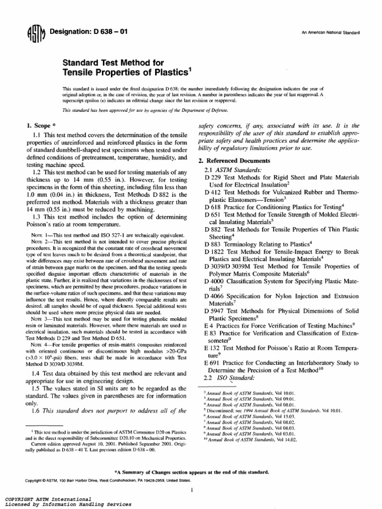 Tensile Properties Plastics': Standard Test Method For | PDF ...