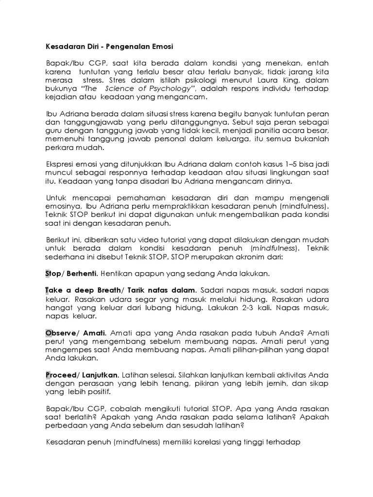 Kesadaran Diri - Pengenalan Emosi-2 | PDF