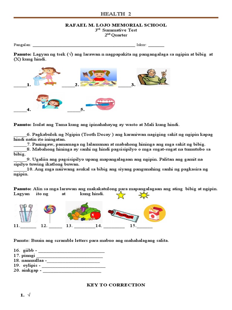 Q2 HEALTH SUMMATIVE WEEK 5-6 With TOS & KEY | PDF