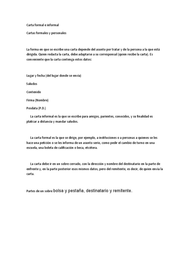Carta Formal e Informal | PDF