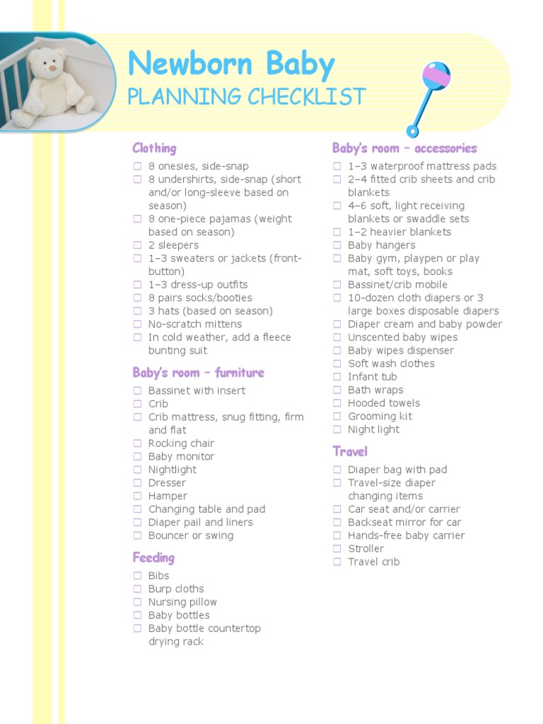 Newborn Baby: Planning Checklist | PDF