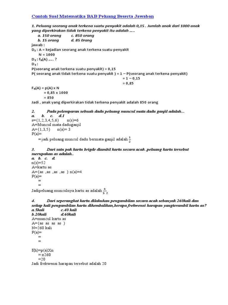 Kumpulan Contoh Soal Probabilitas | PDF