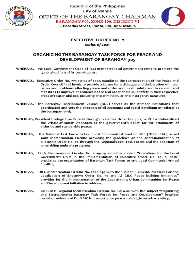 Eo No 2 | PDF | Government | Policy