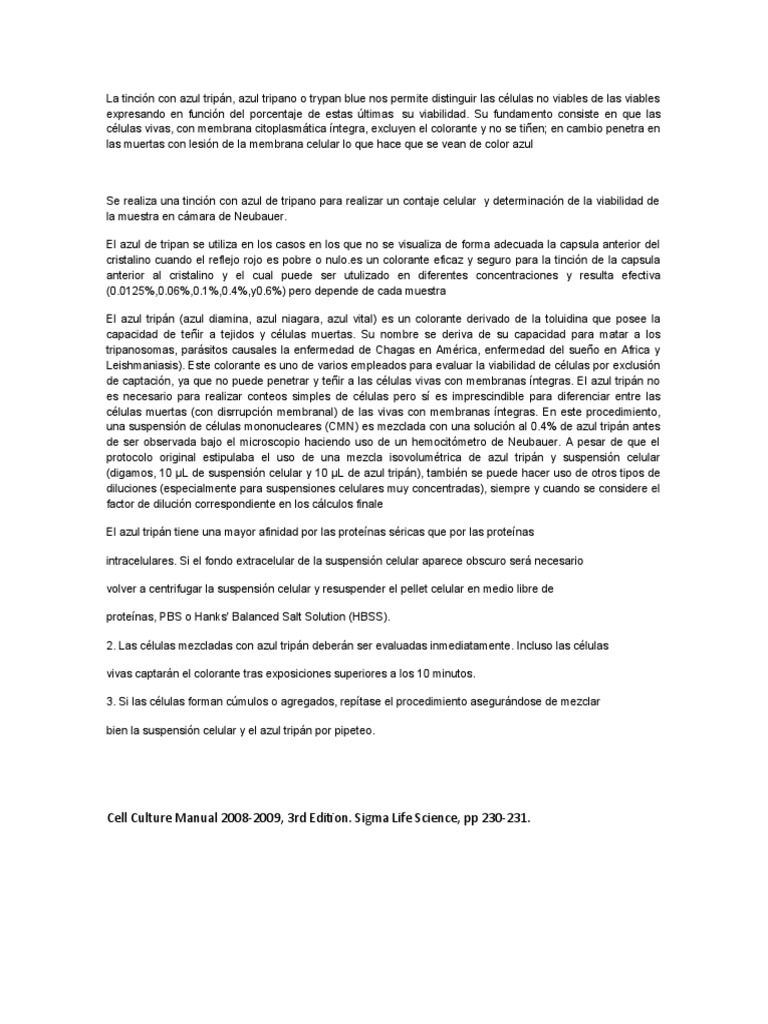 Azul de Tripan | PDF | Tinción | Microscopía