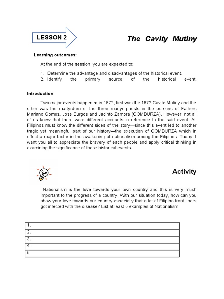 The Cavity Mutiny: Lesson 2 | PDF | Philippines