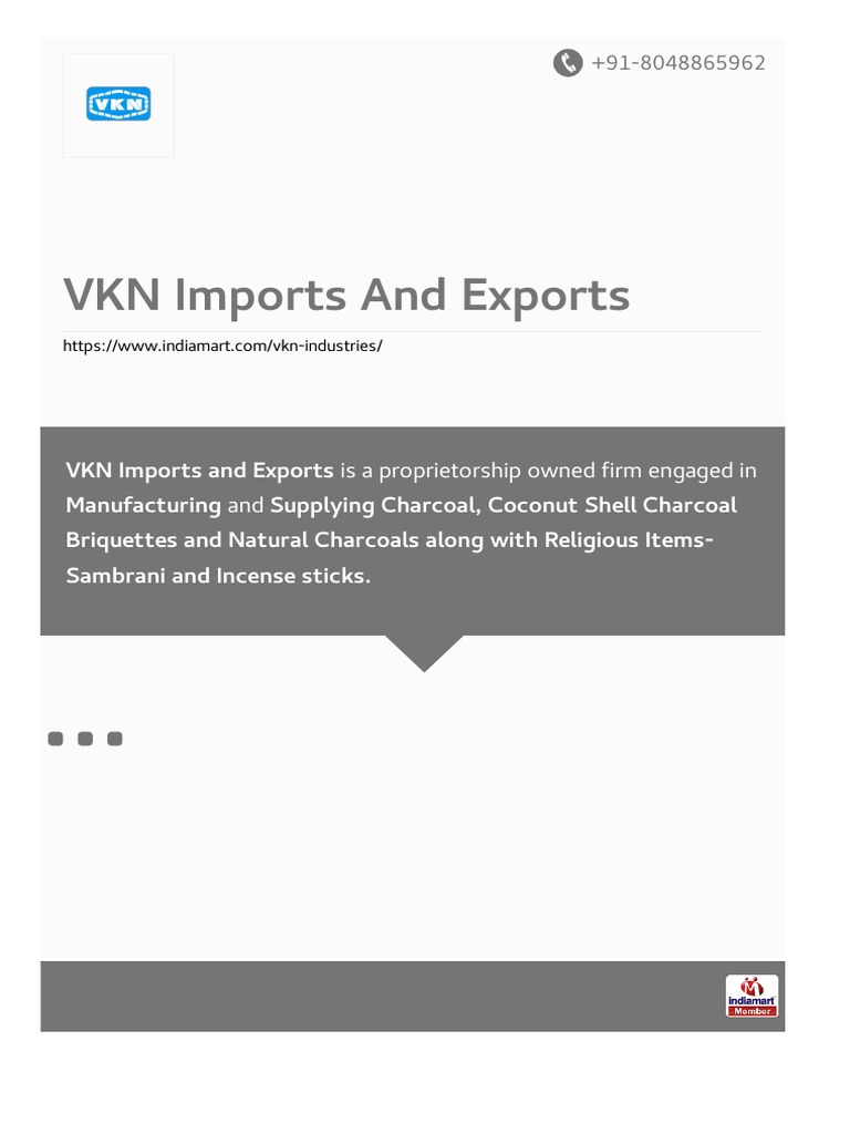 VKN Industries: Charcoal & Incense Products | PDF