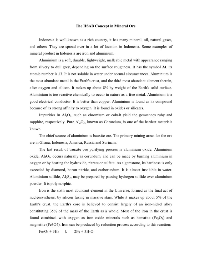 HSAB Concept in Mineral Ore | PDF | Aluminium | Molecules
