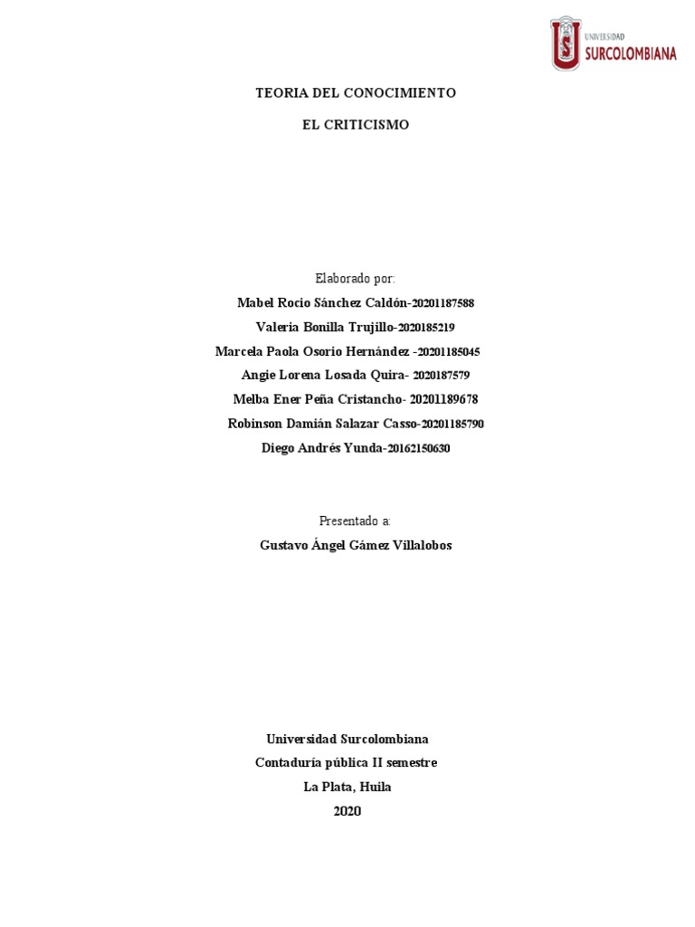 El Criticismo en Filosofía: Definición y Características | PDF | Razón ...