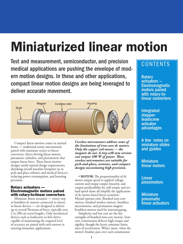 Miniaturized Linear Motion: Rotary Actuators - Electromagnetic Motors ...