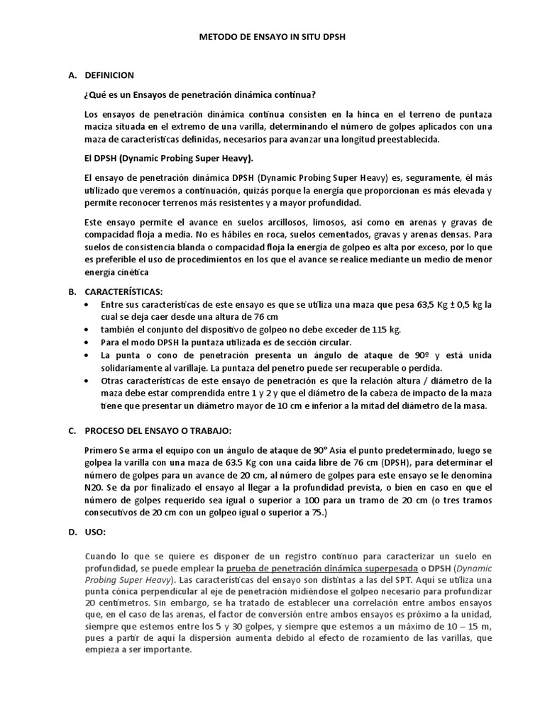Método de ensayo in situ DPSH (Dynamic Probing Super Heavy) | PDF ...