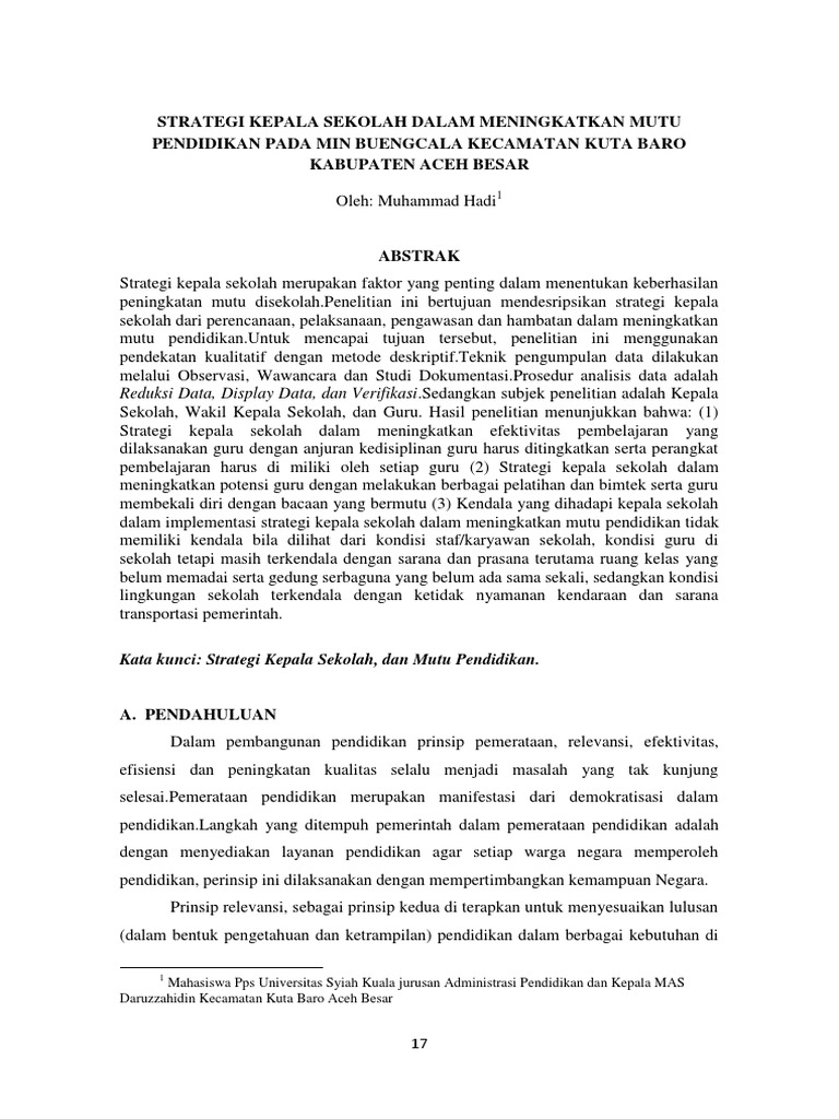 Strategi Kepala Sekolah | PDF