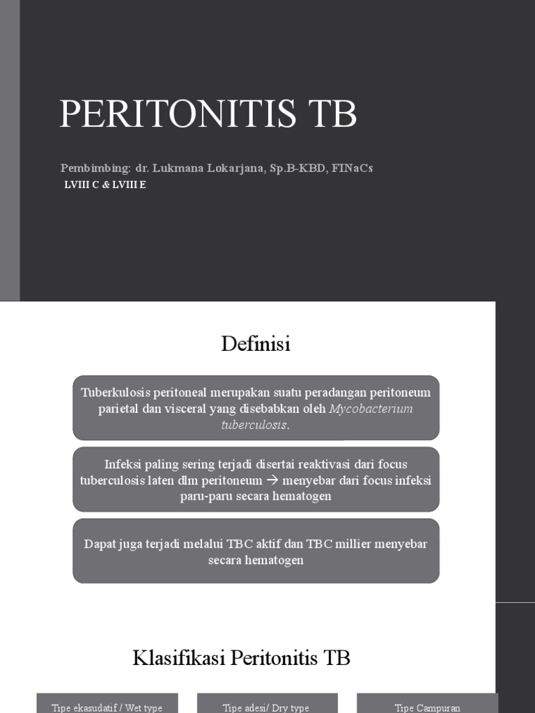 Peritonitis Tuberkulosis (TB) | PDF