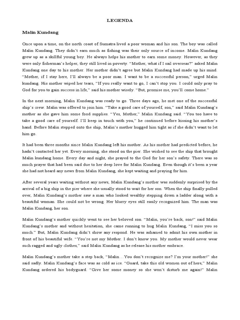 Contoh Teks Legenda-Fable-Fairy Stale | PDF