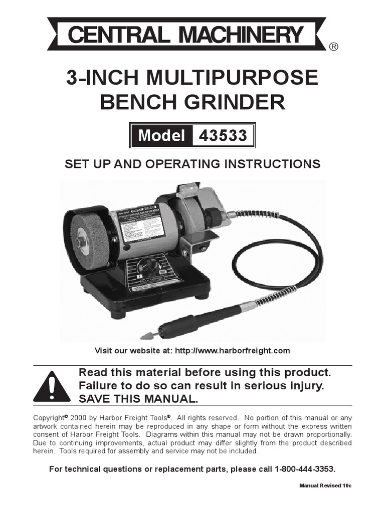 3-Inch Multipurpose Bench Grinder: Model | PDF | Grinding (Abrasive ...