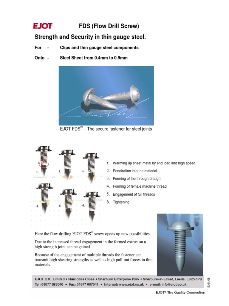 FDS (Flow Drill Screw) Strength and Security in Thin Gauge Steel | PDF