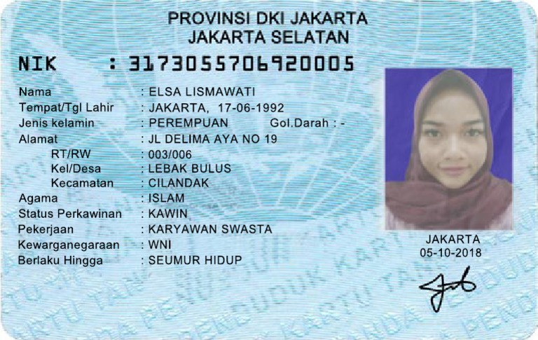 Contoh KTP Perempuan Jakarta | PDF