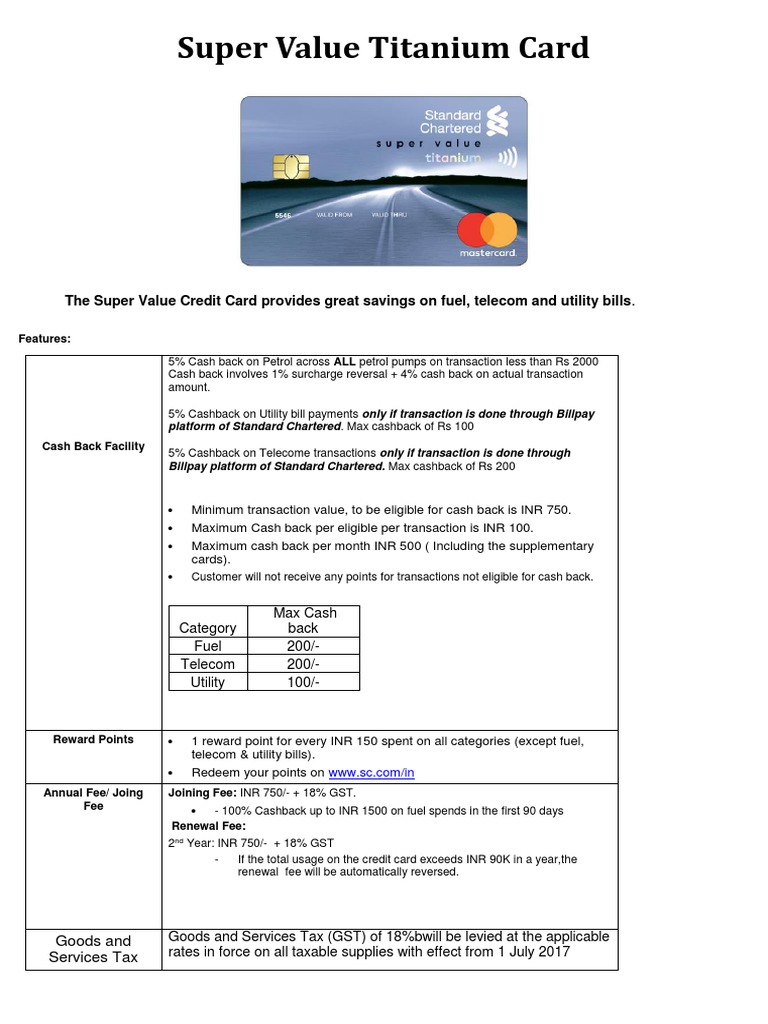 SCB Supervalue Titanium. | PDF | Value Added Tax | Credit Card