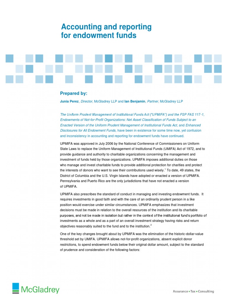 Muse Accounting Reporting Endowment Funds | PDF | Financial Endowment ...