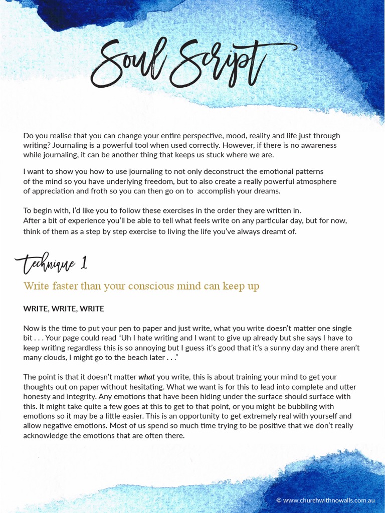 Soul Script: Technique 1 | PDF | Feeling | Emotions