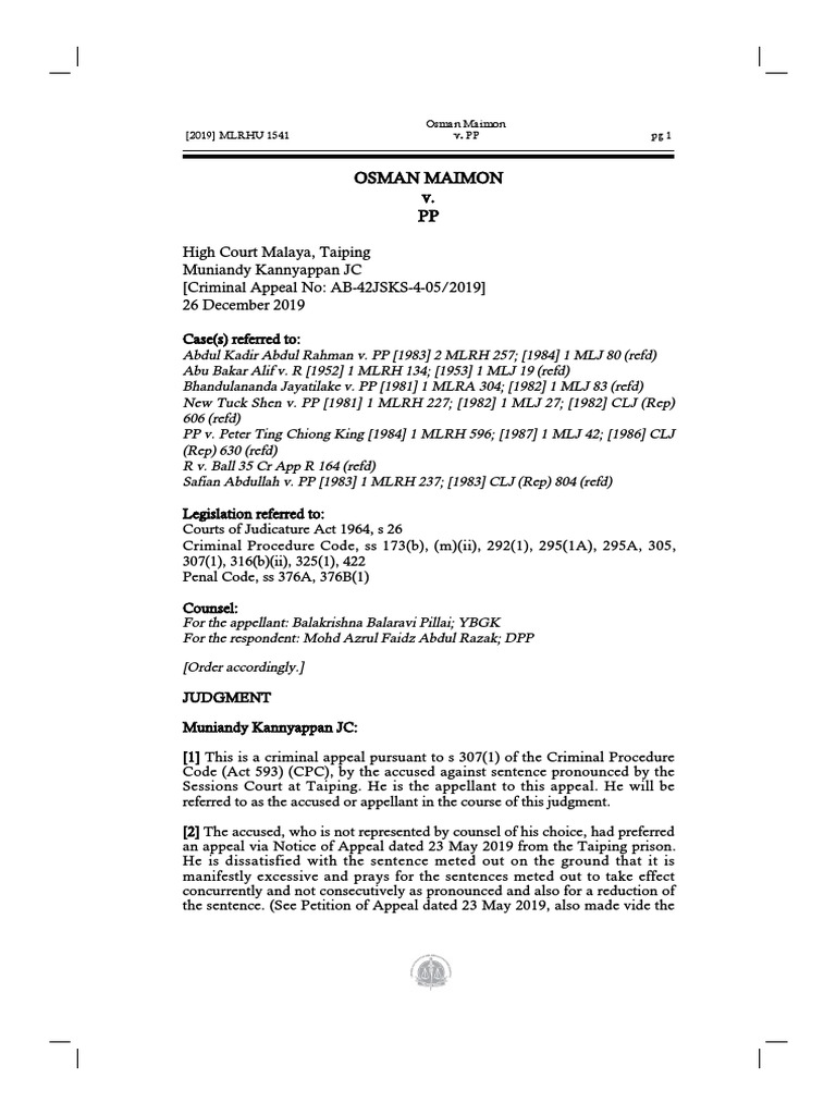 APPEAL Osman Maimun CasesPdfOpener - Aspx | PDF | Plea | Sentence (Law)