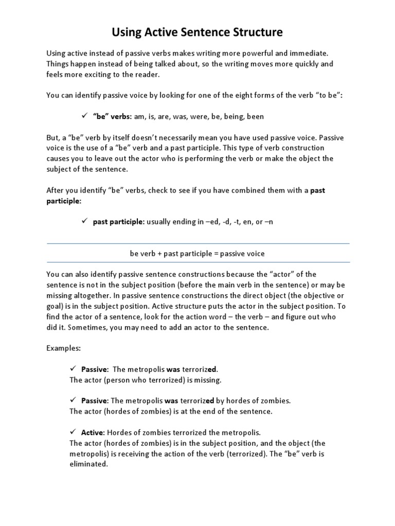 5 A W (Using Active Sentence Structure) | PDF | Verb | Linguistic Typology