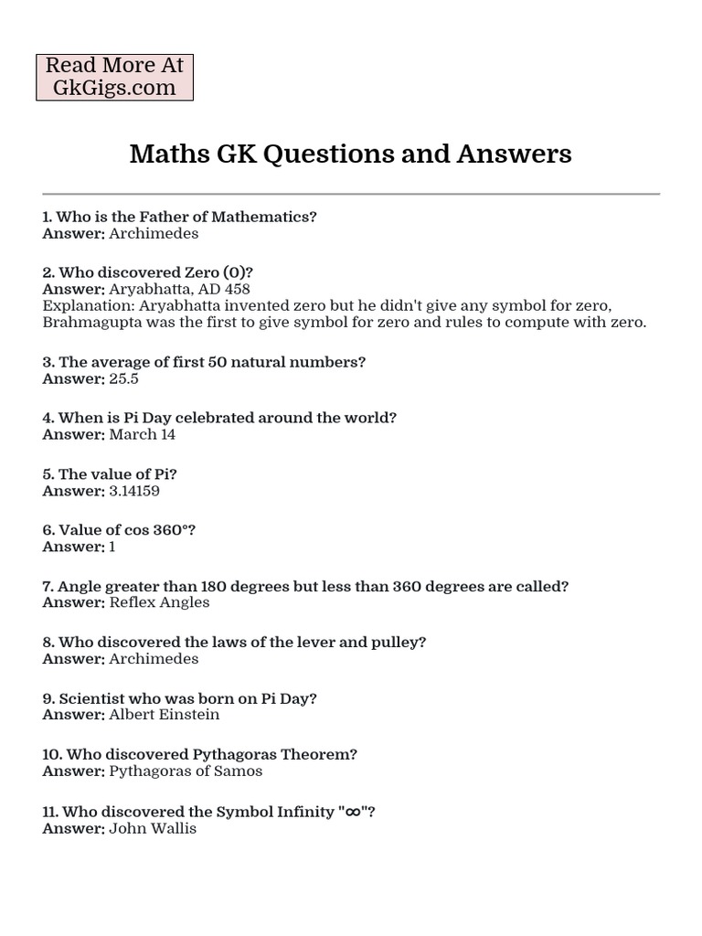Mathematics - Talga Questions-and-Answers | PDF | Trigonometric ...