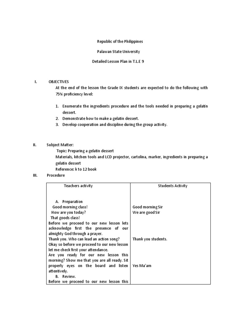 Lesson Plan | PDF | Lesson Plan | Desserts