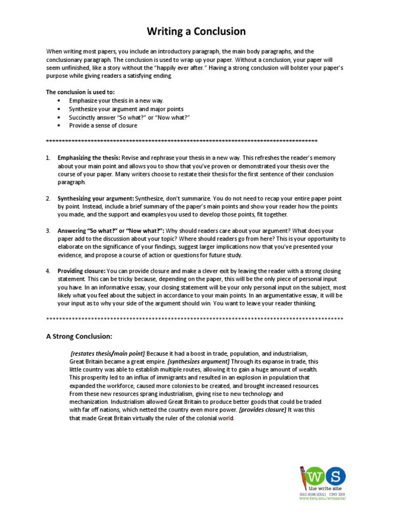 10 Academic Writing (Writing A Conclusion) | PDF | Essays | Argument