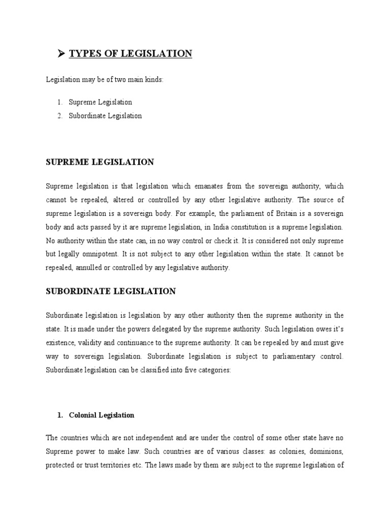 Types of Legislation | PDF | By Law | Dominion