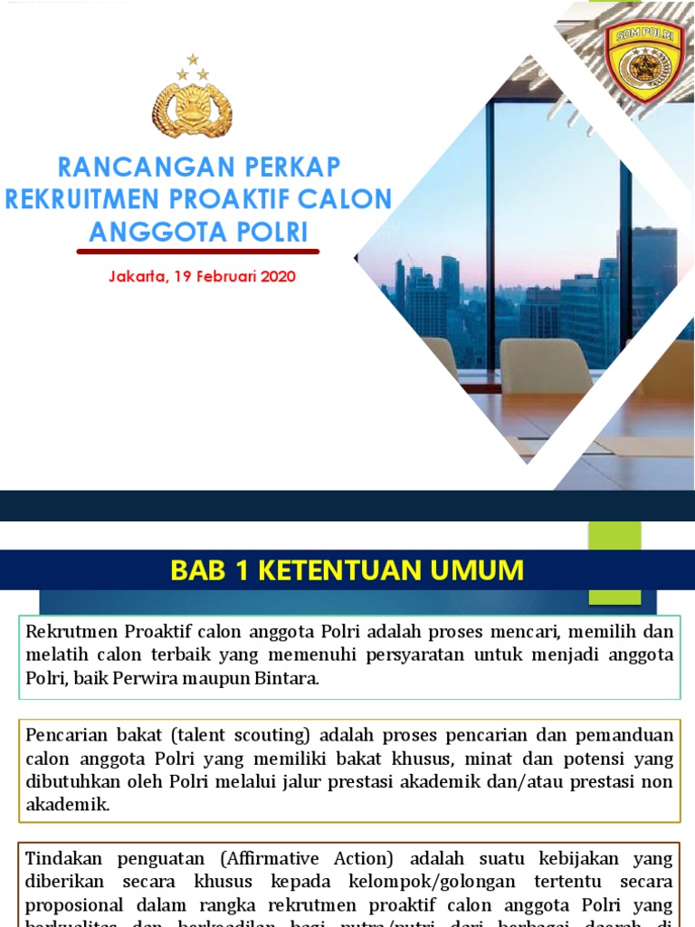 Paparan Perkap 10 Tahun 2019 TTG Rekrutmen Proaktif Calon Anggota Polri ...
