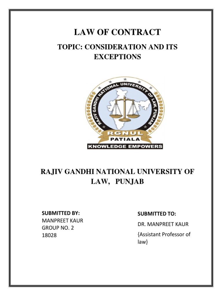 Consideration in Contract Law Explained | PDF | Consideration ...