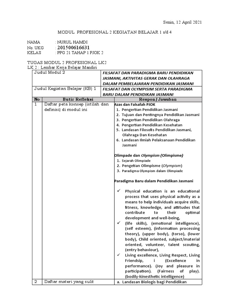 Filsafat Pendidikan Jasmani Modern | PDF | Sains & Matematika