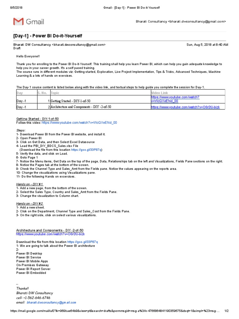 Power BI DIY Training Day 1 Guide | PDF | Do It Yourself | Computing